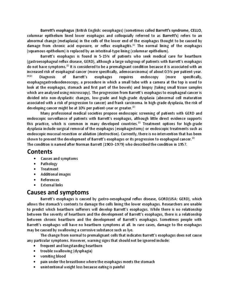 Barrett's Esophagus (British English: Oesophagus) (Sometimes Called ...