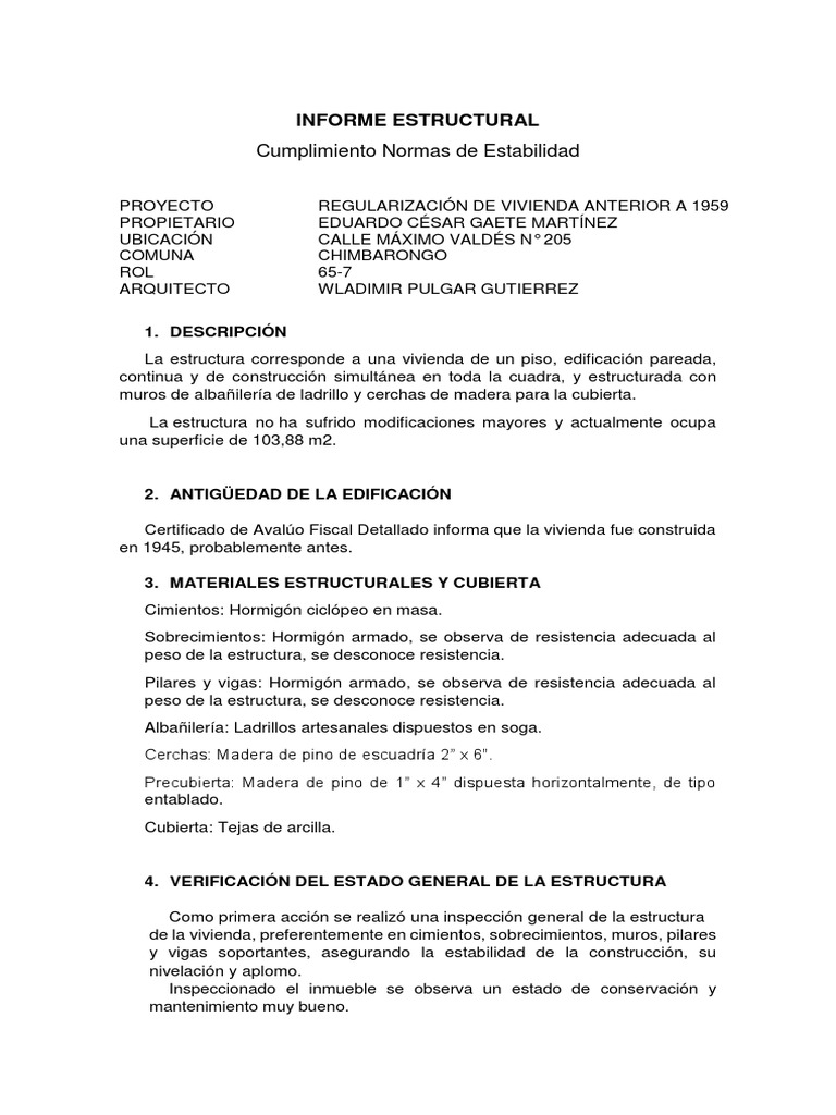 Informe Estructural | PDF | Fundación (Ingeniería) | Elementos arquitectónicos