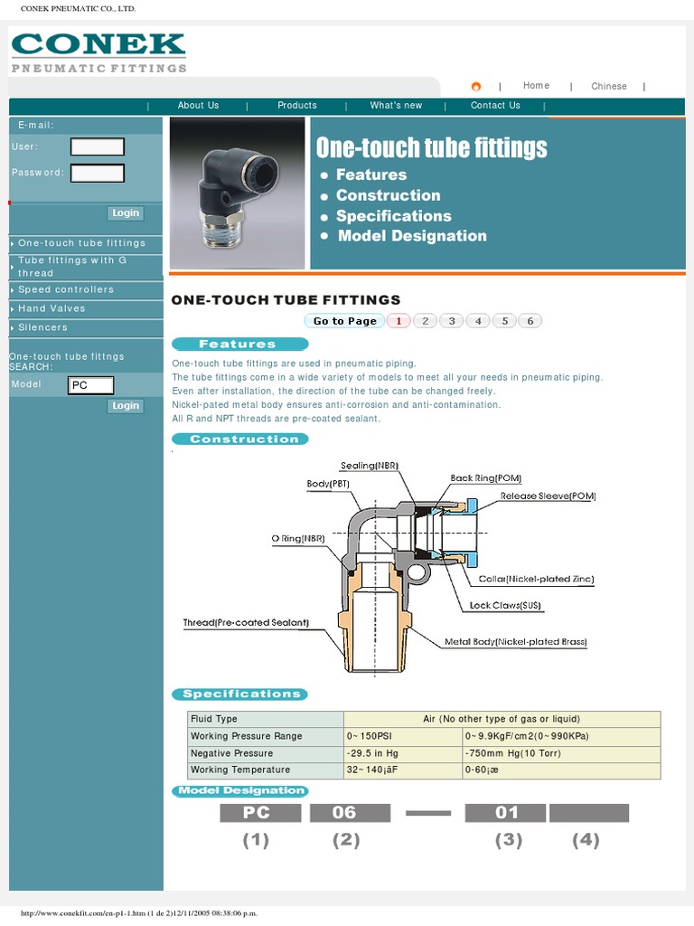 Conek Pneumatic Fittings Overview | PDF | Pipe (Fluid Conveyance) | Gases