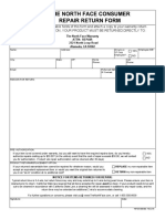 North Face Warranty Return Form | PDF
