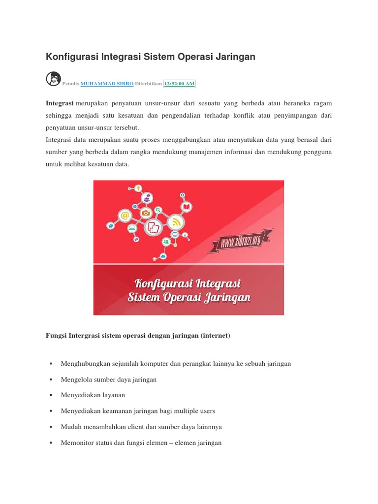 Konfigurasi Integrasi Sistem Operasi Jaringan | PDF
