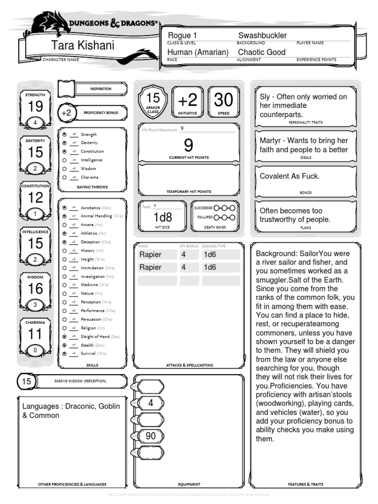 Edited Charactersheet 3pgs Complete PDF | PDF | D20 System | Wizards Of The Coast Games