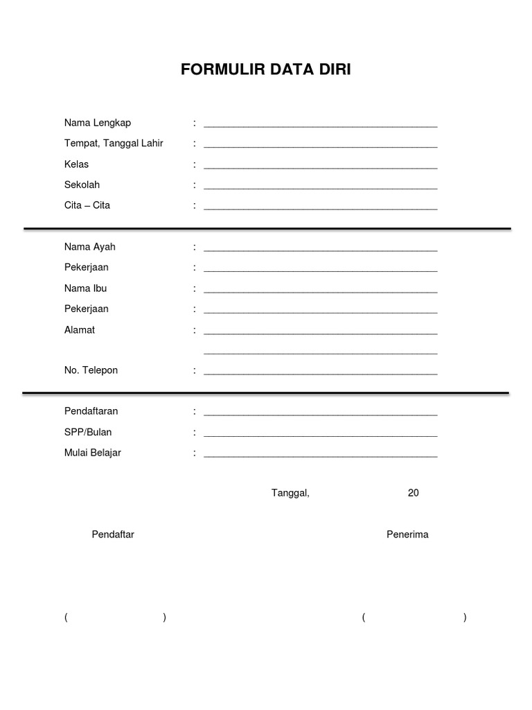 Formulir Data Diri | PDF