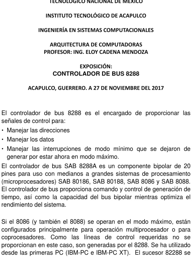 Controlador de Bus 8288 | PDF | Microprocesador | Almacenamiento de ...