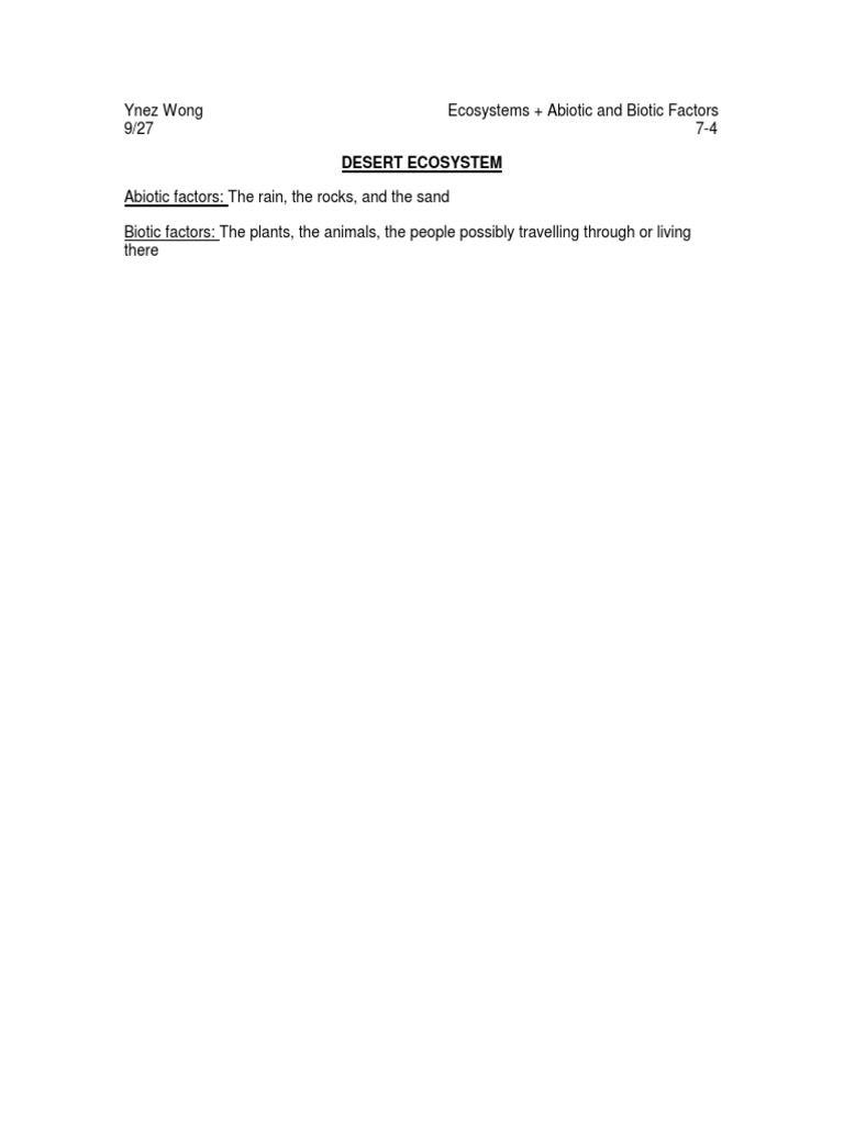 Abiotic Biotic Factors HW | PDF