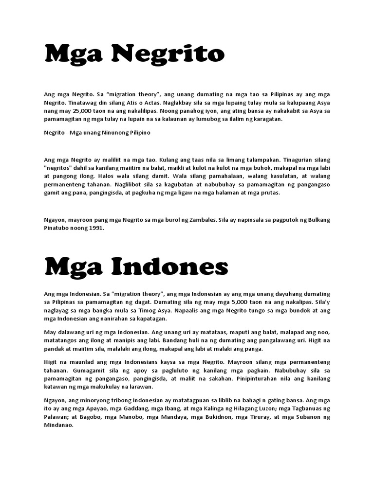 Negrito Indones Malay | PDF