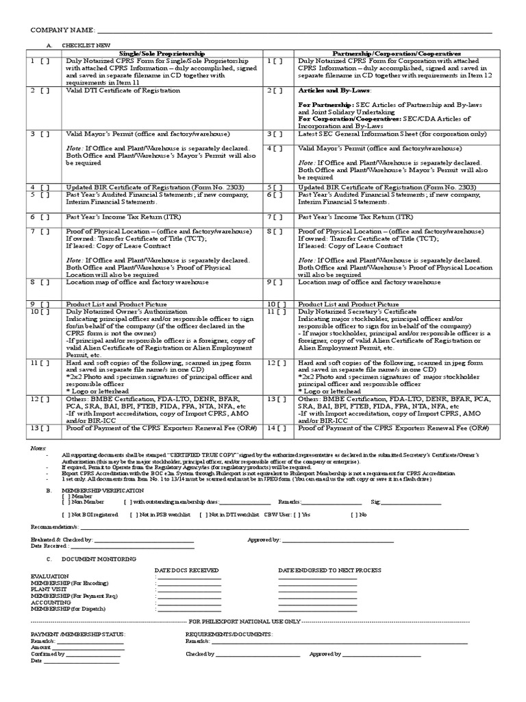 Philexport CPRS Accreditation Requirements For New Exporters | PDF ...