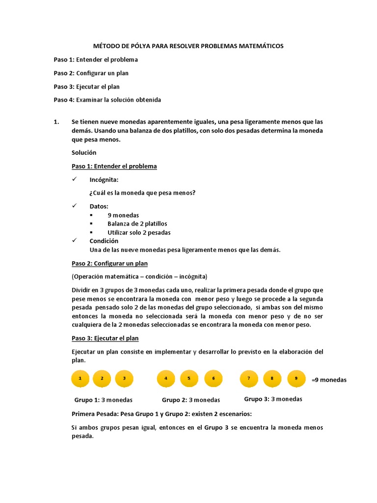 Ejercicios Usando El Metodo de Polya | PDF | Ocio