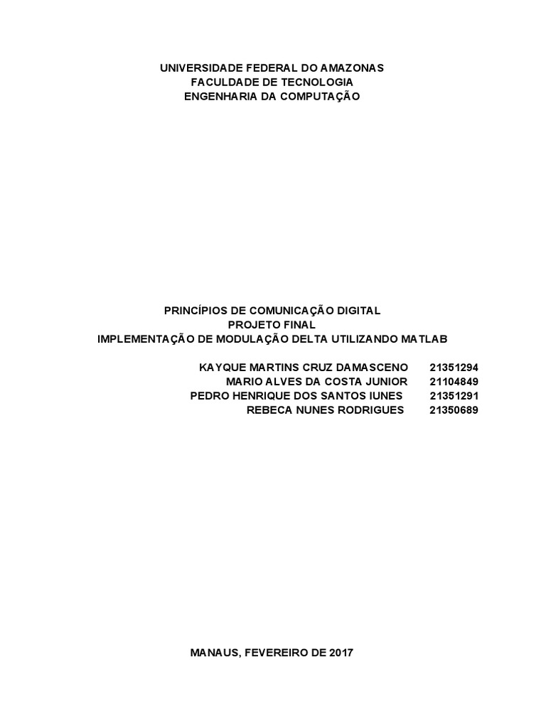 Implementação de Modulação Delta Utilizando Matlab | PDF | Barulho ...