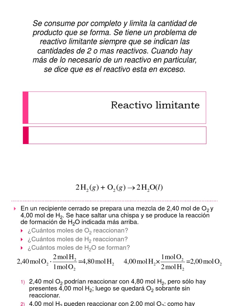 Reactivo Limitante y Rendimiento | PDF | Estequiometría | Reacciones químicas