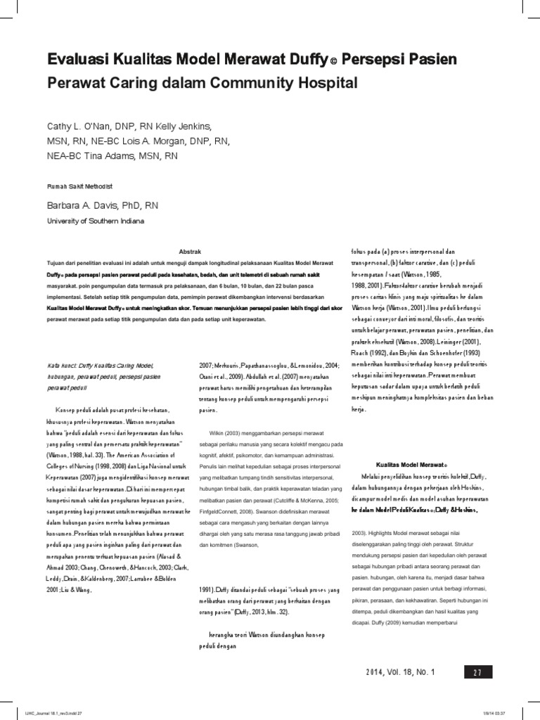 Evaluation of Duffy's Quality Caring Model@ On Patients Perceptions of ...