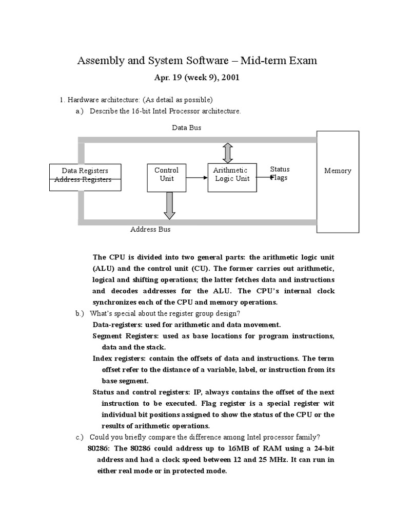 Assembly Mid Answer | PDF | Central Processing Unit | Booting
