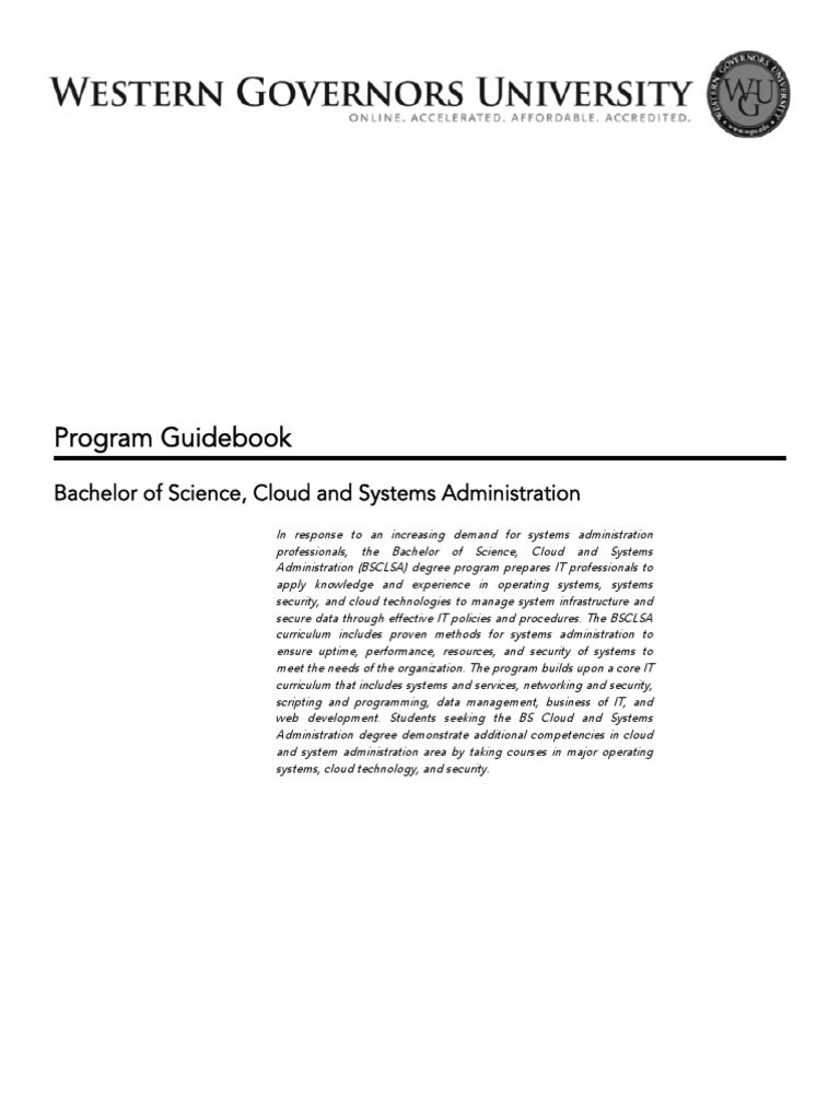 WGU Program Guidebook - BSCLSA (Bachelor of Science, Cloud and Systems ...