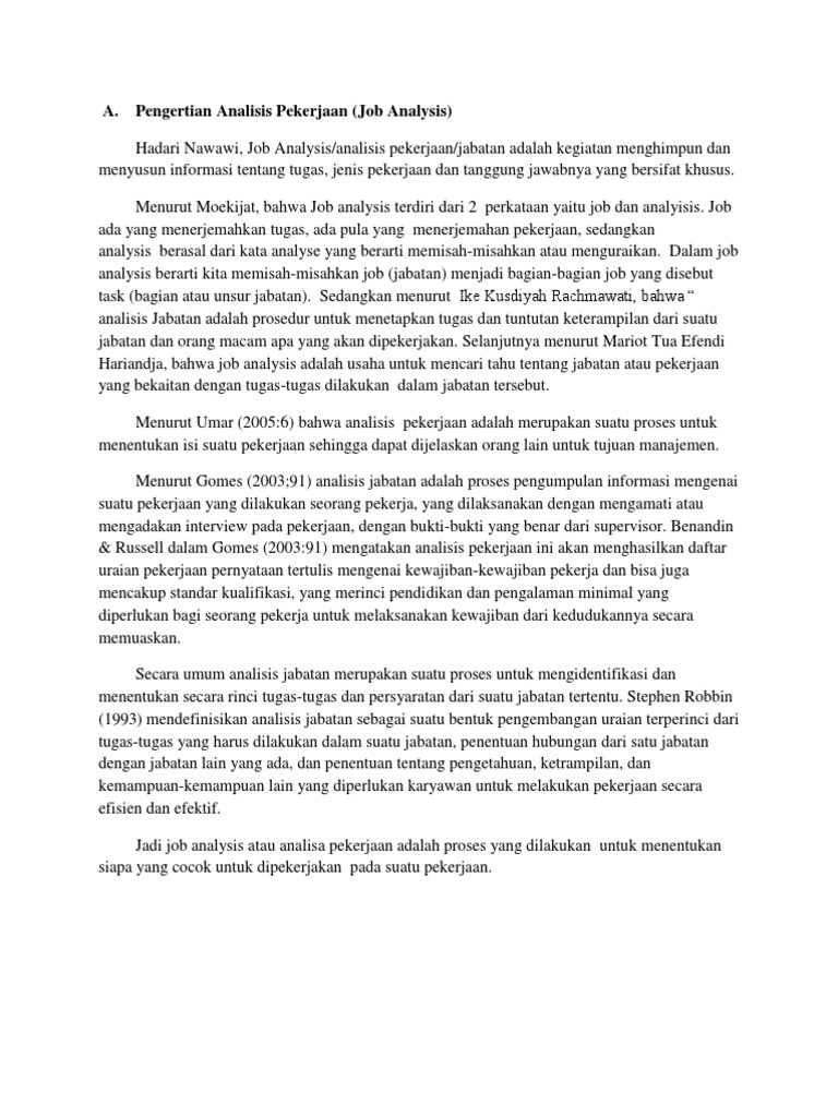 Pengertian Analisis Pekerjaan | PDF | Karier & Perkembangan