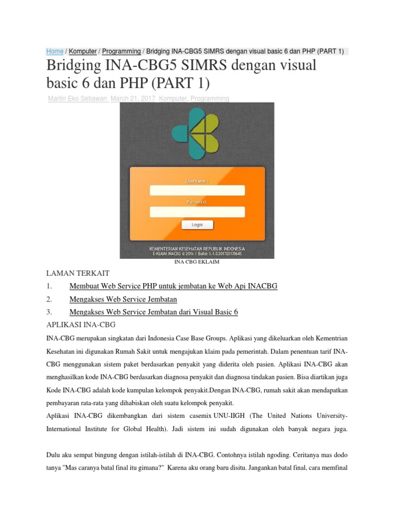 Bridging INA-CBG5 SIMRS Dengan Visual Basic 6 | PDF | Komputer
