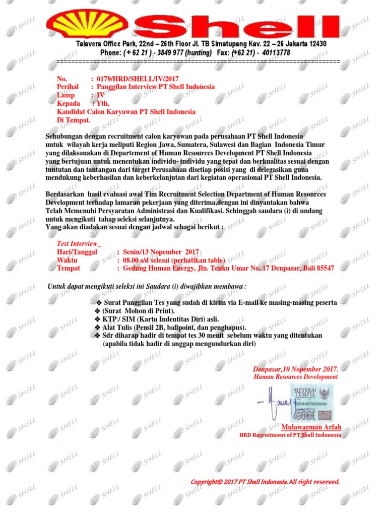 Surat Resmi PT. Shell Indonesia. PENIPUAN | PDF