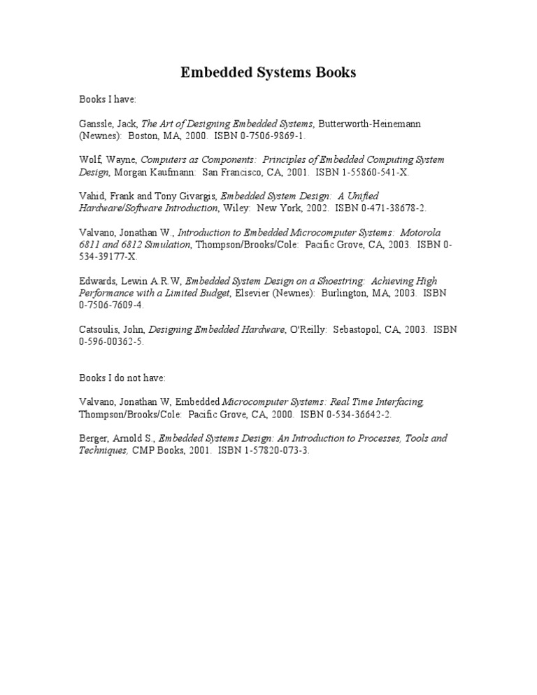 Embedded Systems Books | PDF | Computers