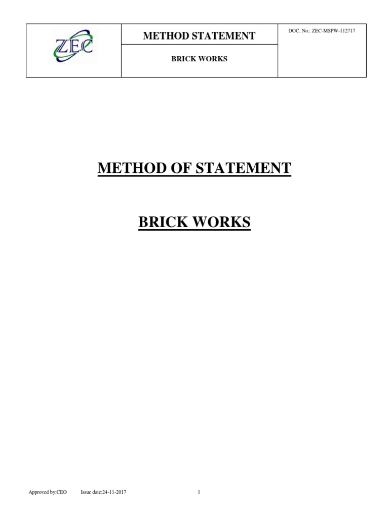 5 Method Statement for BRICK WORKS | Masonry | Brick