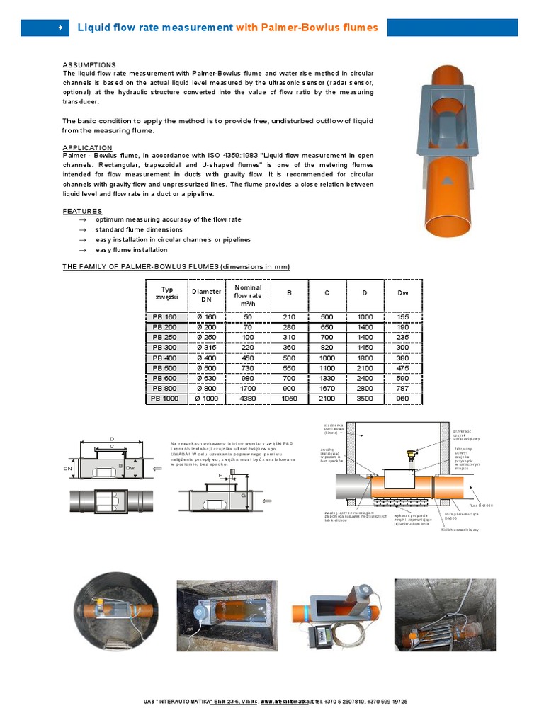 Palmer-Bowlus Flume Flow Measurement | PDF | Flow Measurement ...