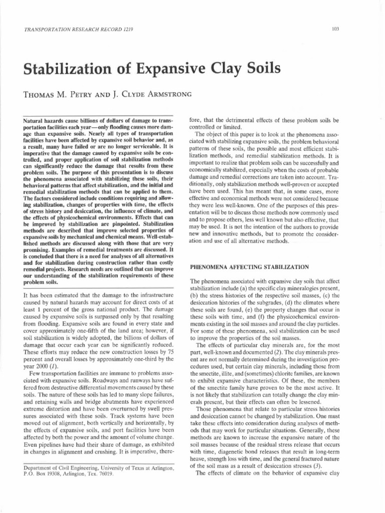 Stabilization of Expansive Clay Soils | PDF | Soil | Fly Ash