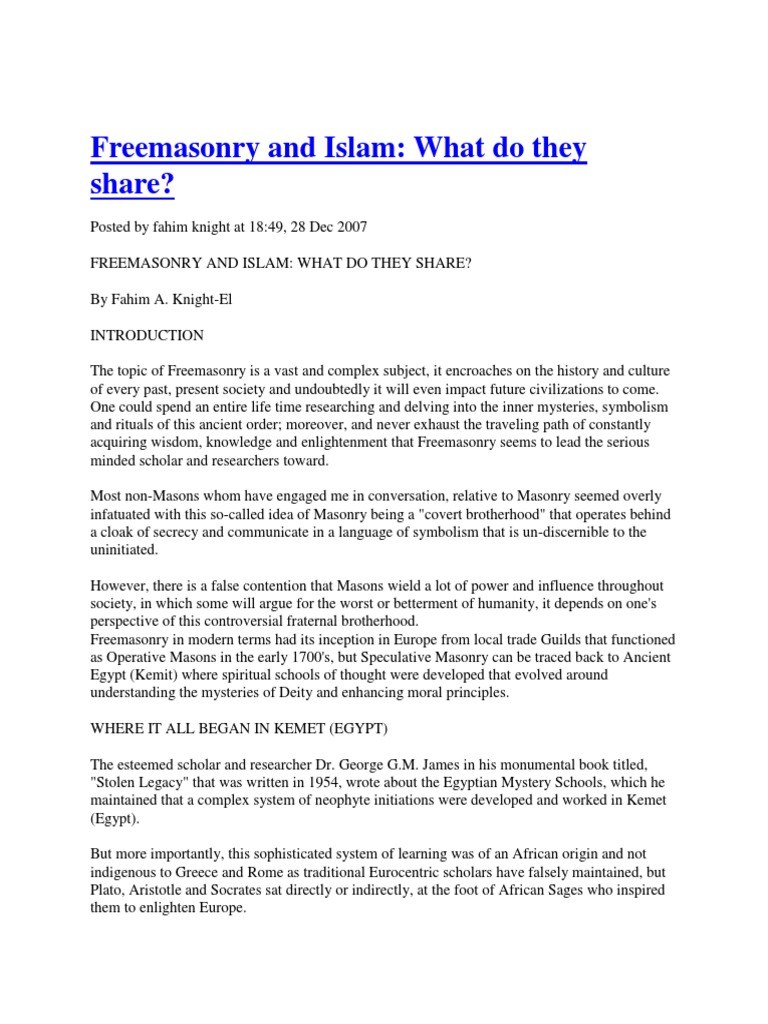 Freemasonry and Islam | PDF | Shia Islam | Ali