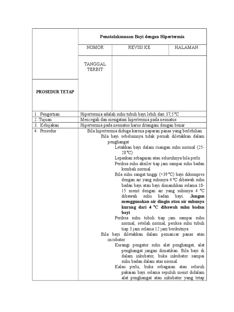 Penatalaksanaan Hipertermia Neonatal | PDF