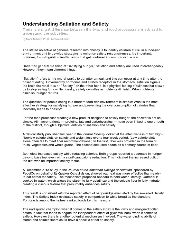 Understanding Satiation and Satiety | PDF | Eating | Dieting