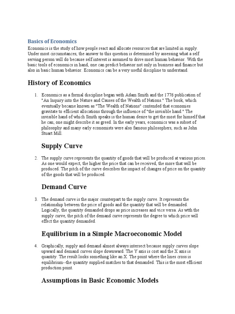 Basics of Economics | PDF | Economics | Demand