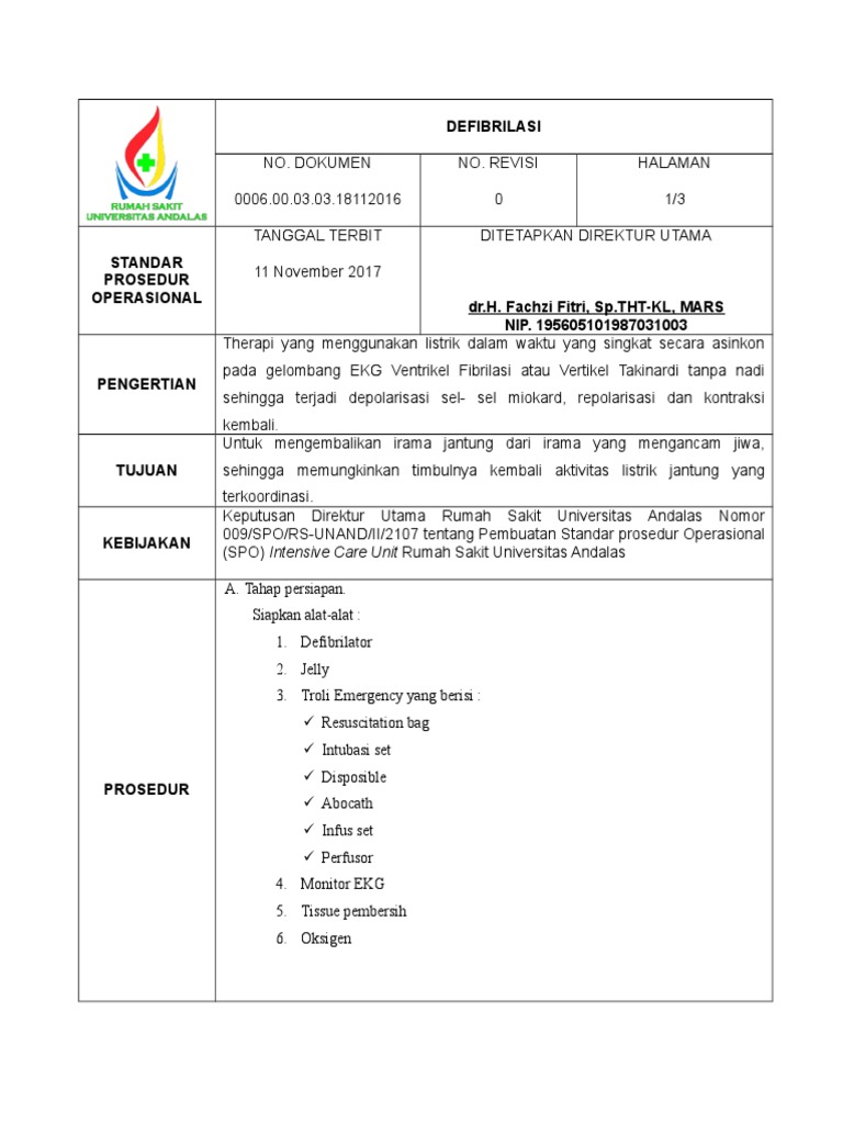 Sop Defibrilasi | PDF