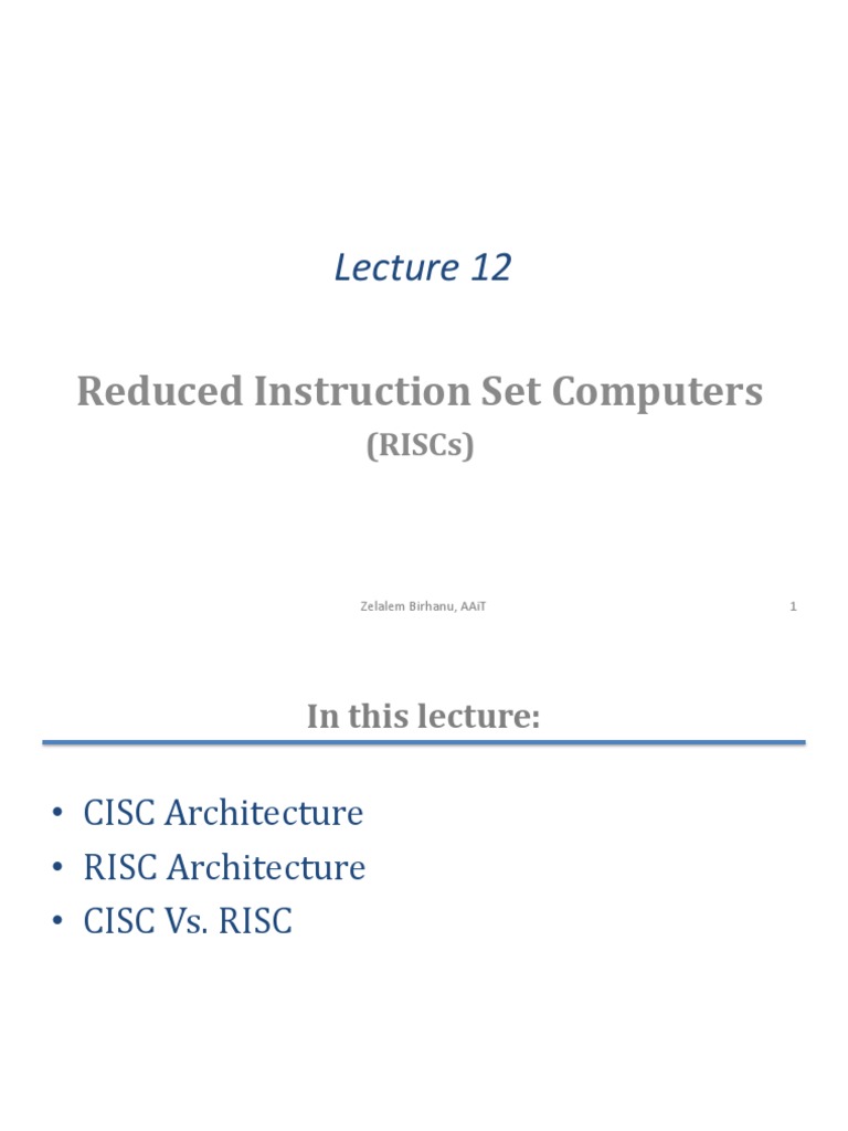 Reduced Instruction Set Computers: (Riscs) | PDF | Areas Of Computer Science | Computer Hardware