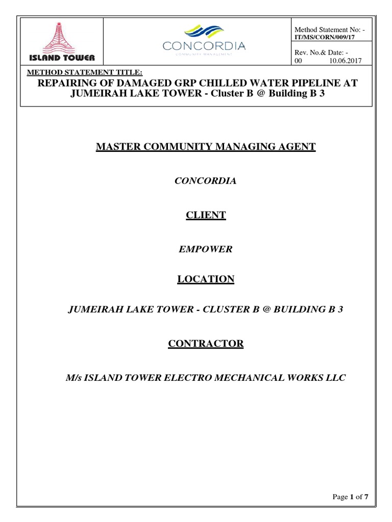 Method Statement For Leak Rectification Works | PDF | Fiberglass | Excavation (Archaeology)