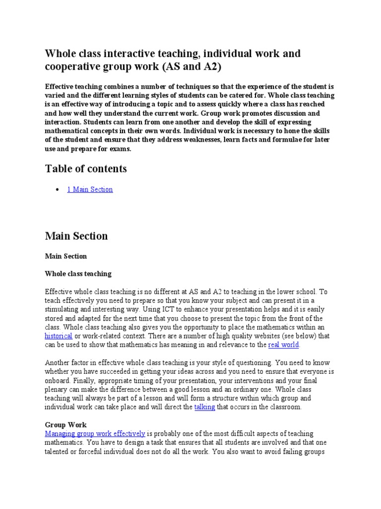 Whole Class Interactive Teaching | PDF | Educational Technology | Test ...