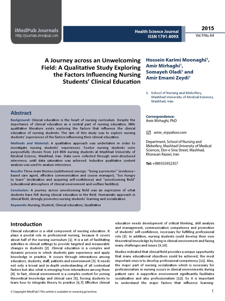 A Journey Across An Unwelcoming Field A Qualitative Study Exploring The Factors Influencing ...