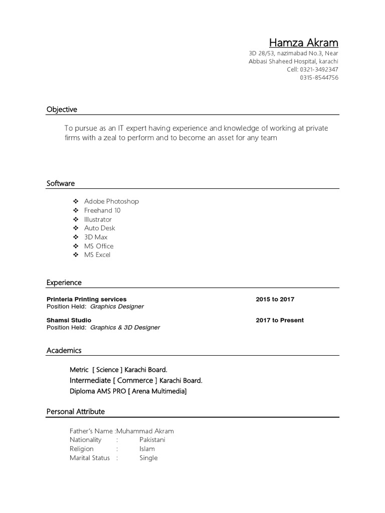 RESUME Hamza Akram | PDF RESUME Hamza Akram | PDF
