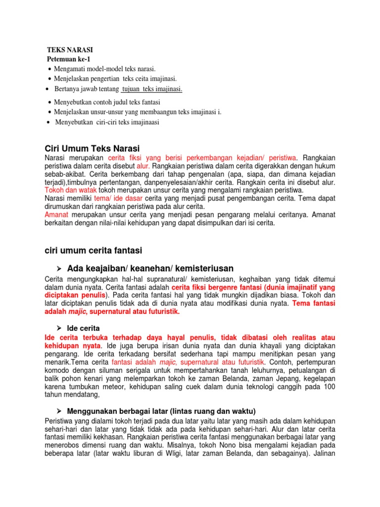 Panduan Lengkap Teks Narasi dan Fantasi | PDF