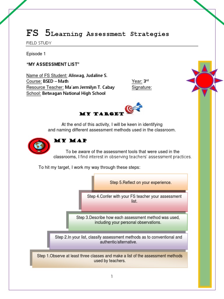 FS 5 Learning Assessment Strategies | PDF | Educational Assessment ...