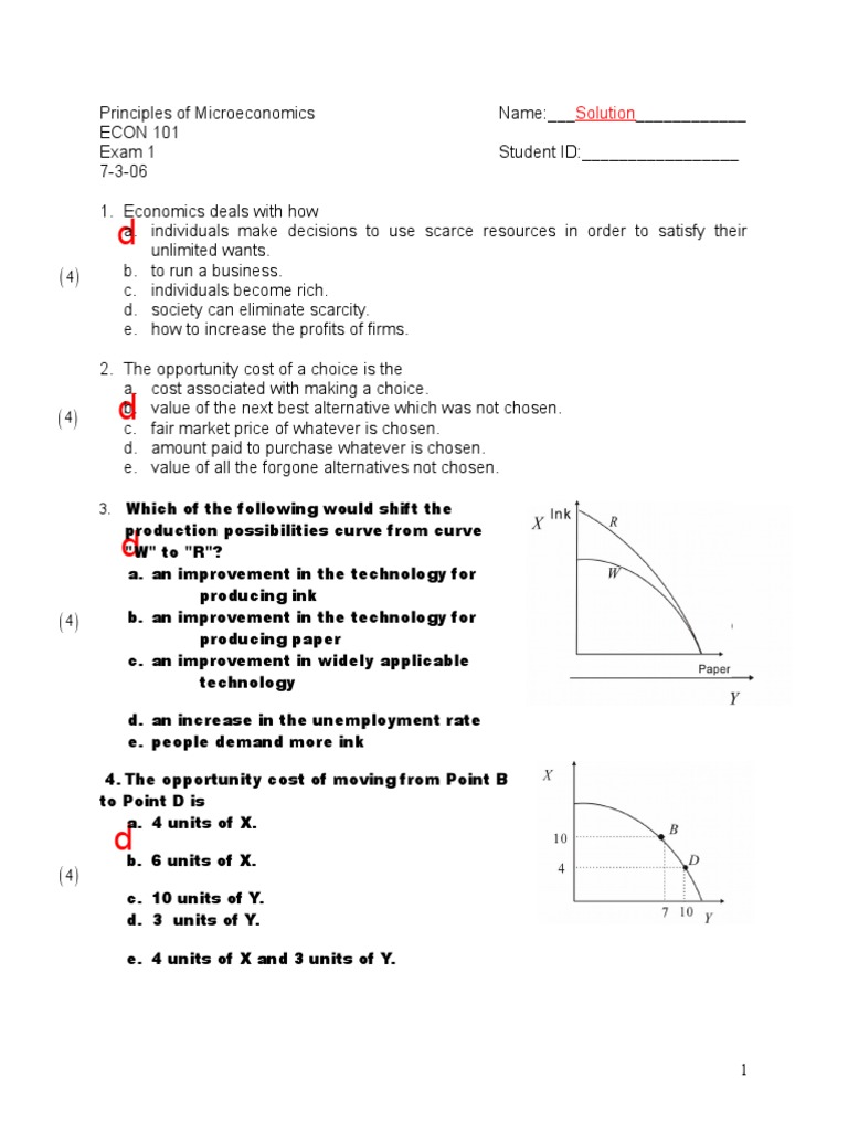 Exam#1 (1) Solution | PDF | Economic Equilibrium | Supply And Demand