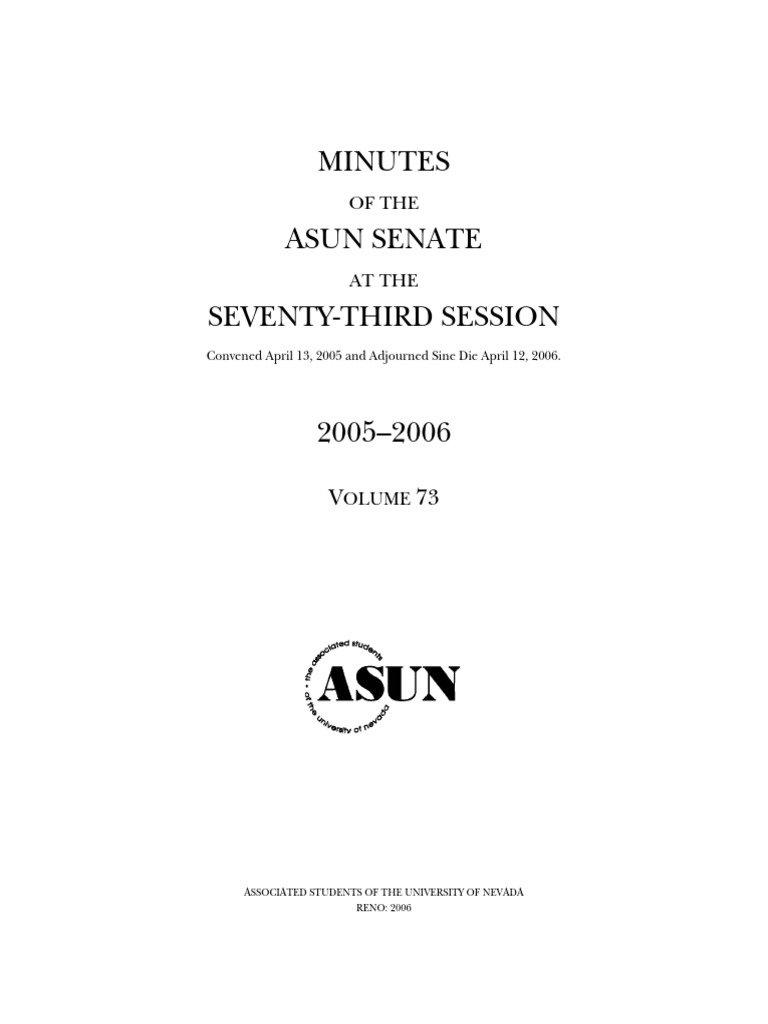Associated Students of The University of Nevada (ASUN) - Minutes of The ...