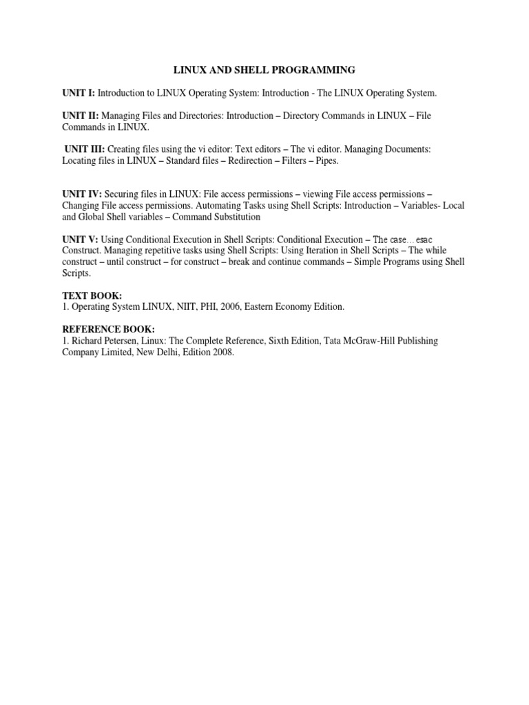 Linux Syllabus | PDF | Command Line Interface | Scripting Language