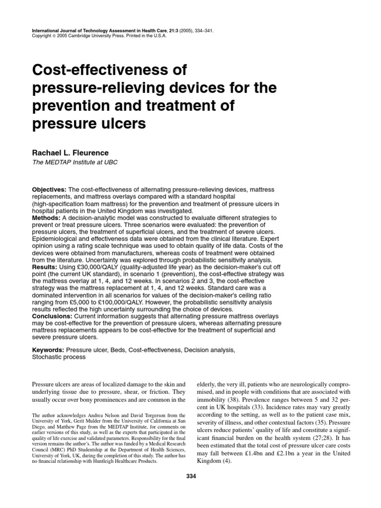 Cost-Effectiveness of Pressure-Relieving Devices For The Prevention and ...