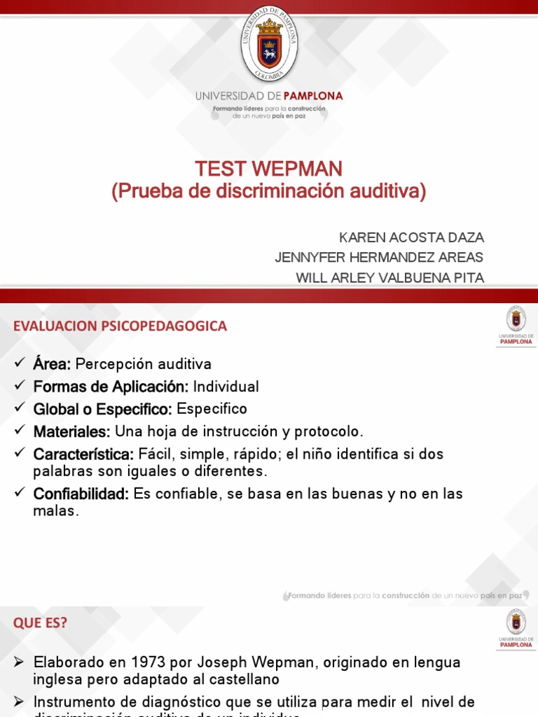Test Wepman | PDF | Aprendizaje | Sicología
