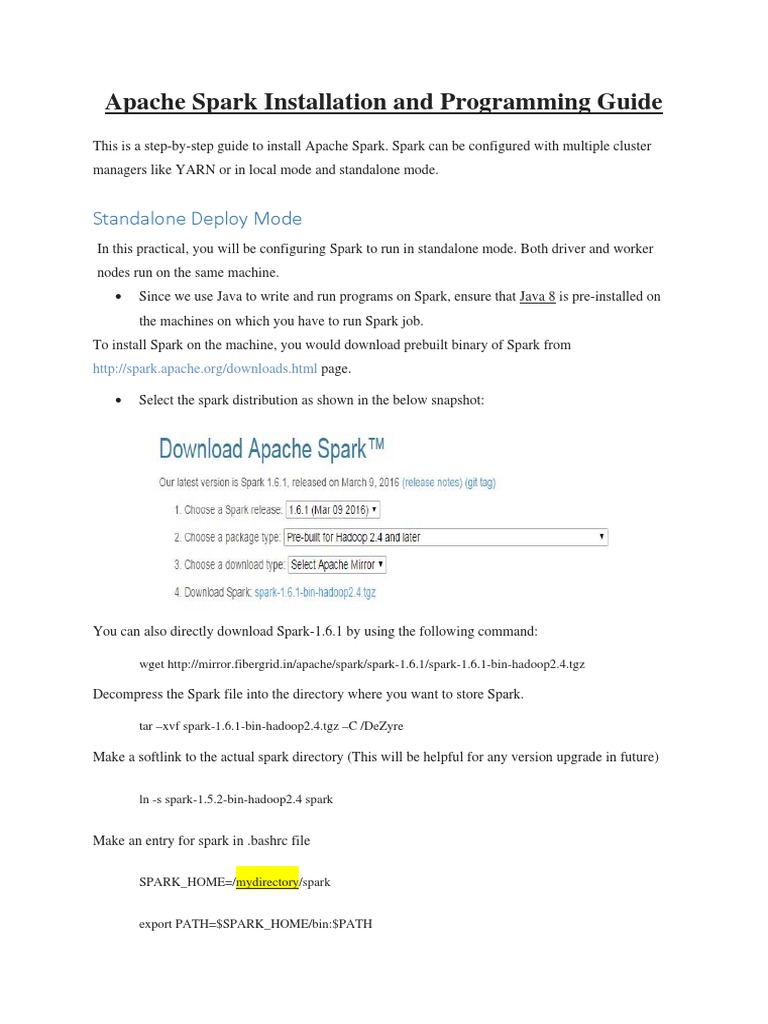 Apache Spark Installation And Programming Guide Pdf Apache Spark Apache Hadoop