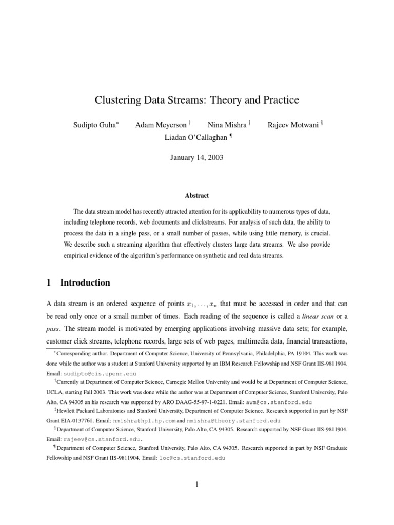 Data Stream Clustering Explained | PDF | Cluster Analysis | Time Complexity