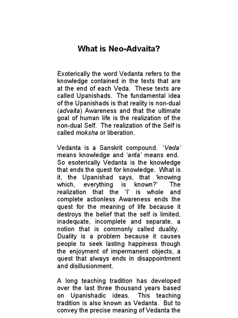 What Is Neo-Advaita | PDF | Advaita Vedanta | Vedanta