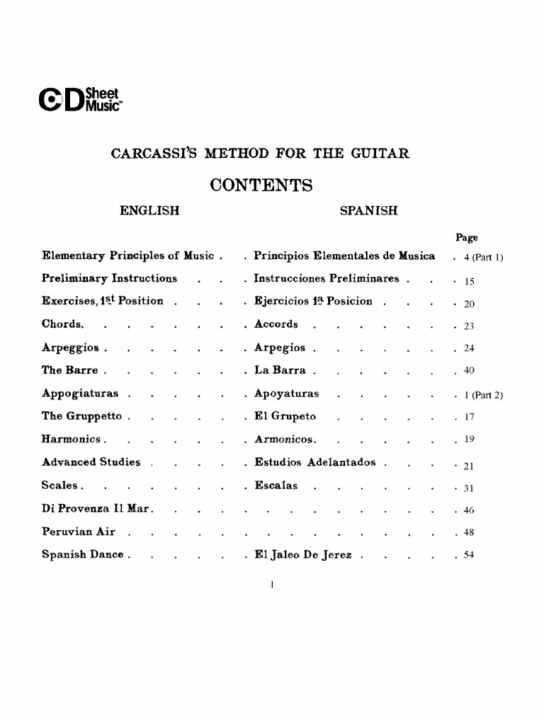 Carcassi - Method For Guitar, Part 1 PDF | PDF