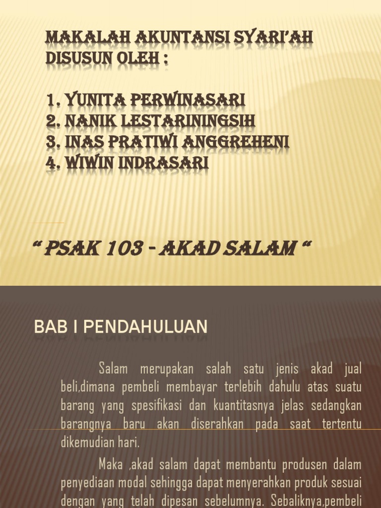 PPT Psak 103 Akad Salam | PDF | Pengelolaan Keuangan & Uang