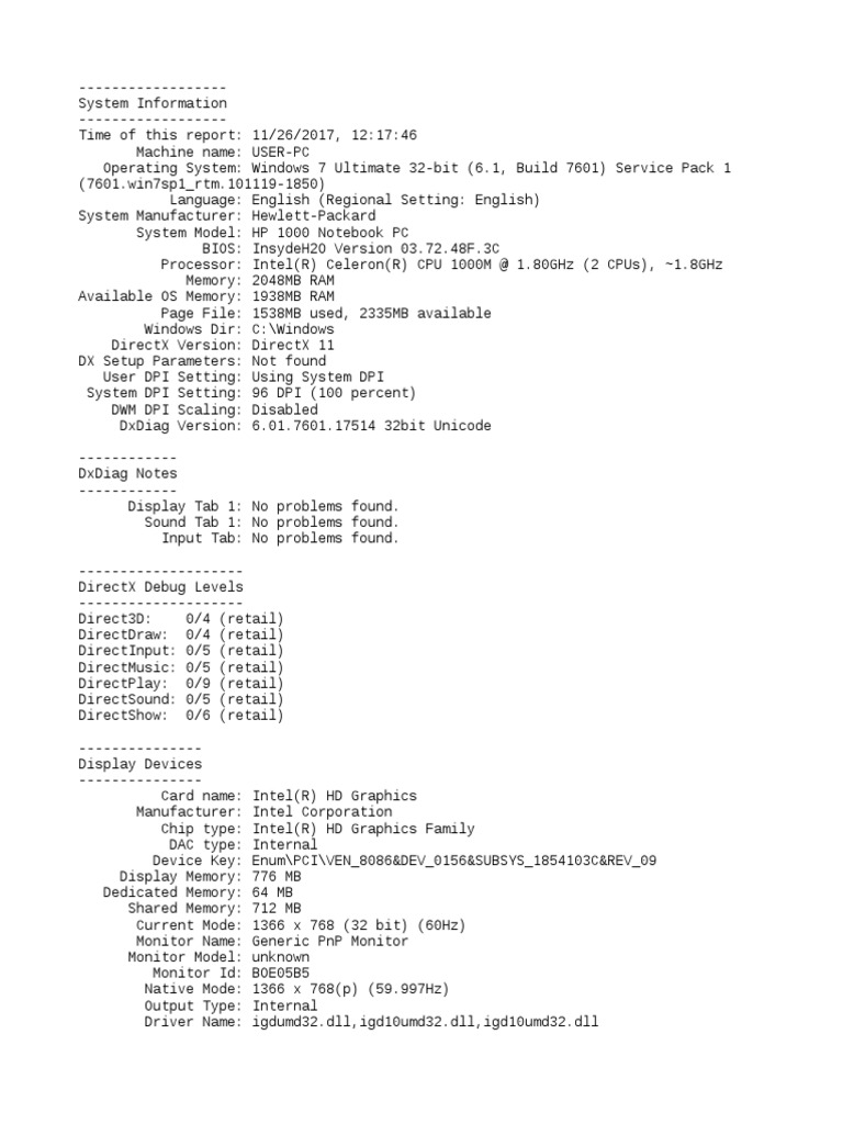 DxDiag | Computer Hardware | Computing
