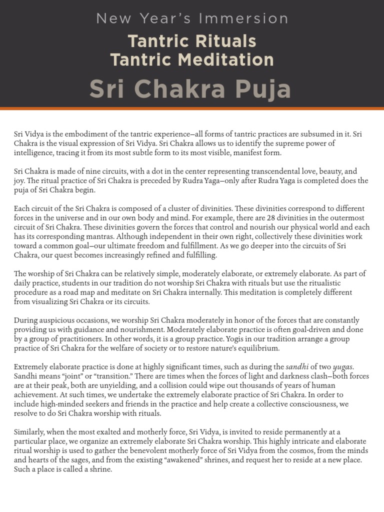 NY Immersion Sri Chakra Puja | PDF | Chakra | Tantra