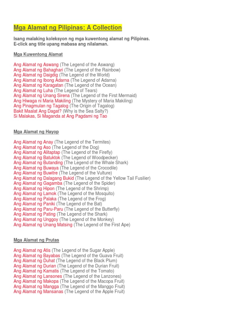 Mga Alamat NG Pilipinas | PDF