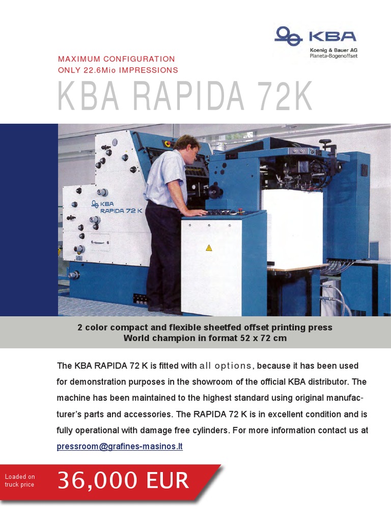 KBA Rapida 72K Web | Download Free PDF | Manufactured Goods ...